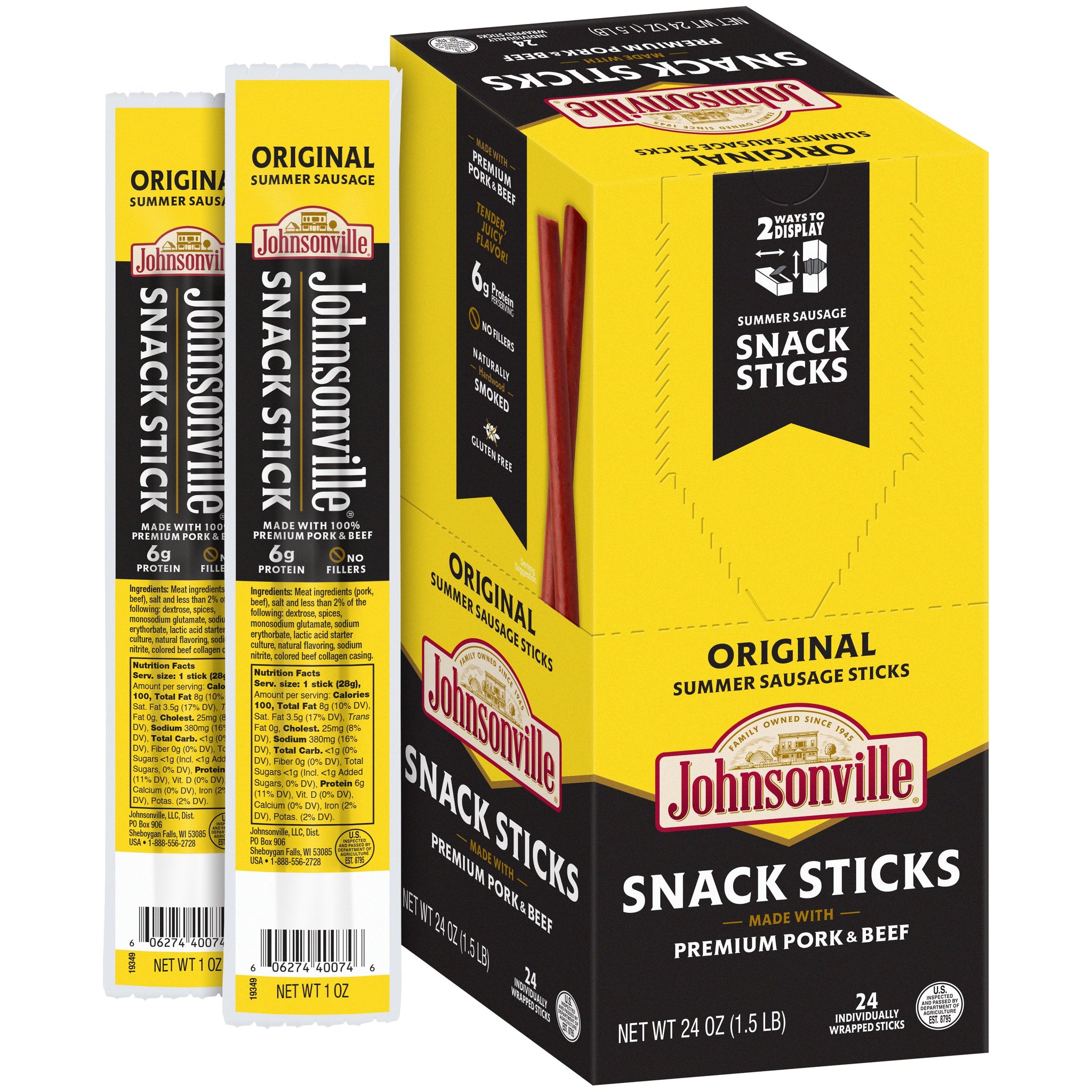 Box of 24/1oz Original Summer Sausage Sticks – Johnsonville Marketplace